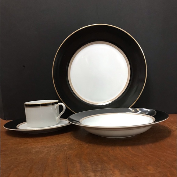 Mikasa | Dining | Mikasa Grandeur Black China Set 4 Pc | Poshmark